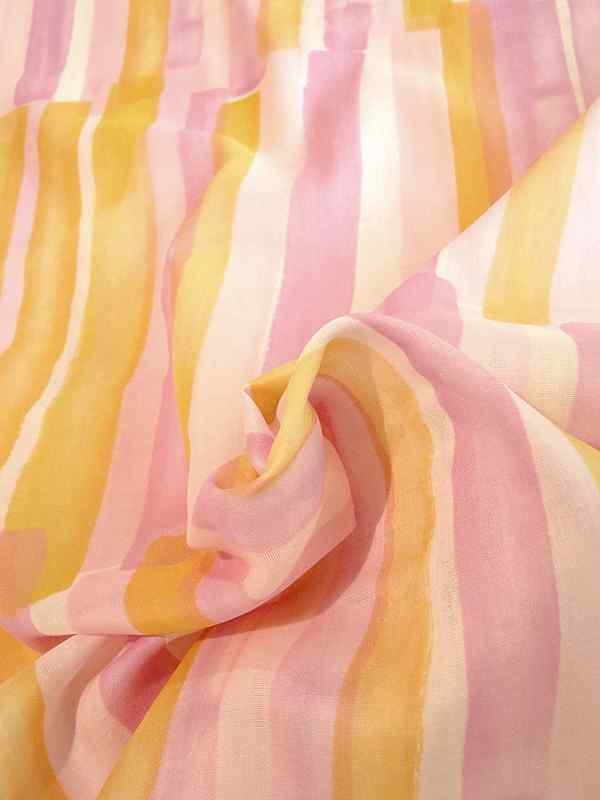 Cotton Double Gauze GRACE A Yellow-Pink nani Iro for Kokka, 35,00
